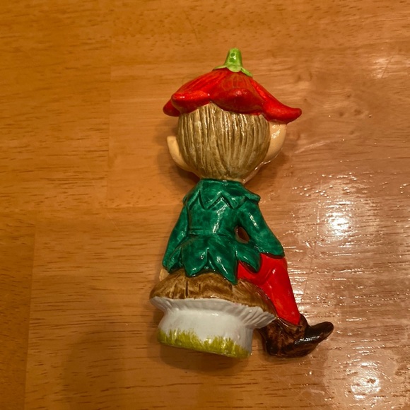 None | Holiday | Seated 9560s Vintage Pixie Elf Ceramic Figurine Hand ...